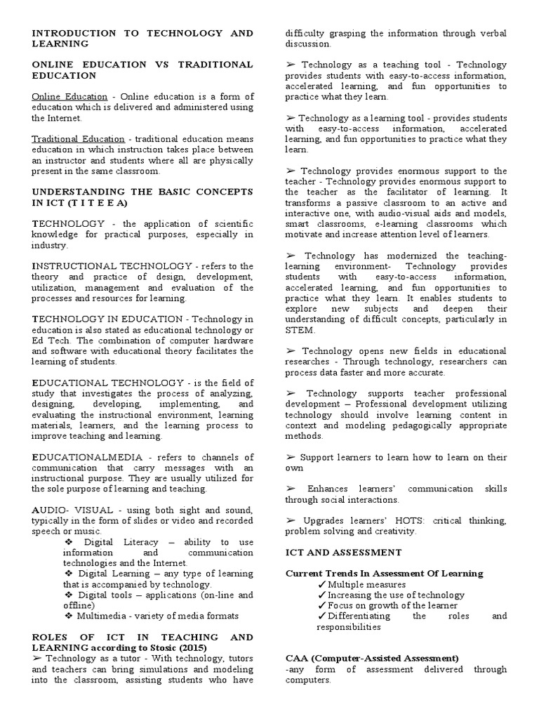 PED5 Technology For Teaching and Learning | PDF | Educational Technology | Learning