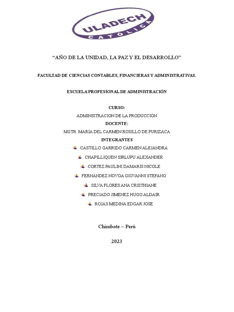 Actividad #1 - Administracion de La Produccion | PDF | Jefe de operaciones | Calidad (comercial)