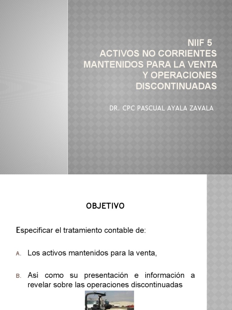 NIIF 5: Activos No Corrientes en Venta | PDF | normas internacionales ...