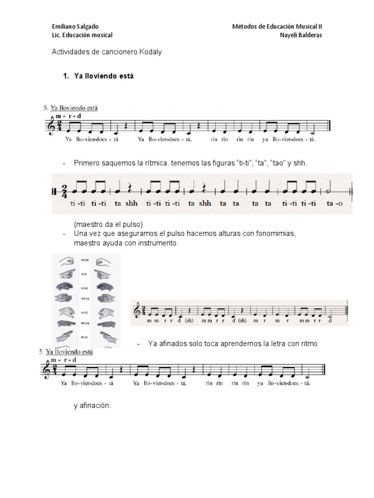 Actividades de Cancionero Kodaly | PDF