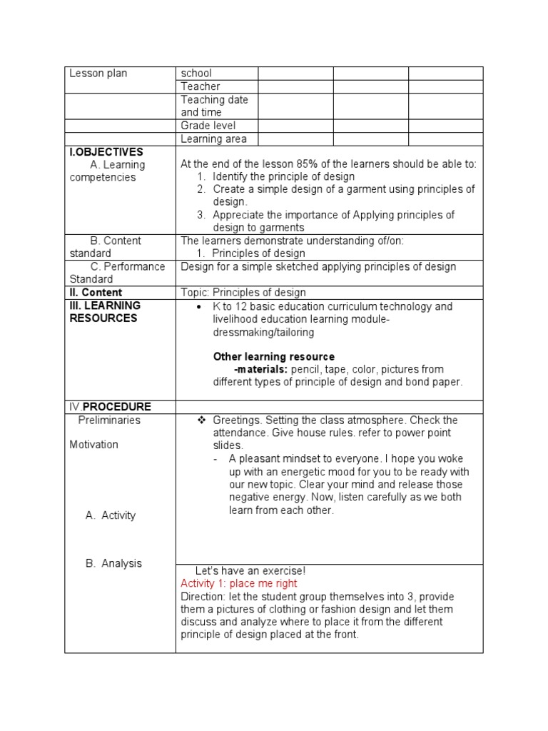 Lesson Plan 1 Final | PDF | Learning | Lesson Plan Lesson Plan 1 Final | PDF | Learning | Lesson Plan