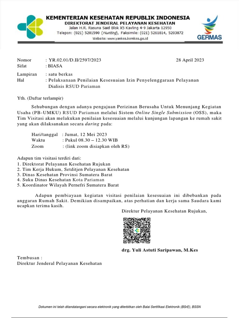 Pelaksanaan Visitasi Dialisis RSUD Pariaman | PDF
