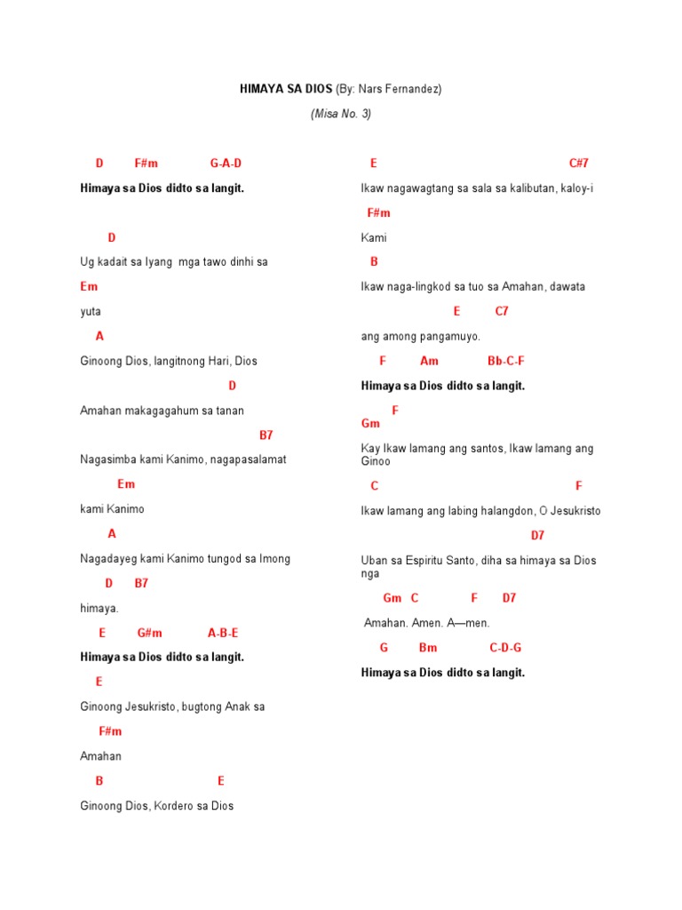 Himaya Sa Dios Transposed Version (Misa No. 3) | PDF