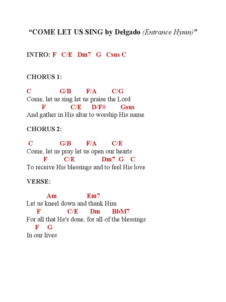 Come Let Us Sing - Entrance Hymn | PDF