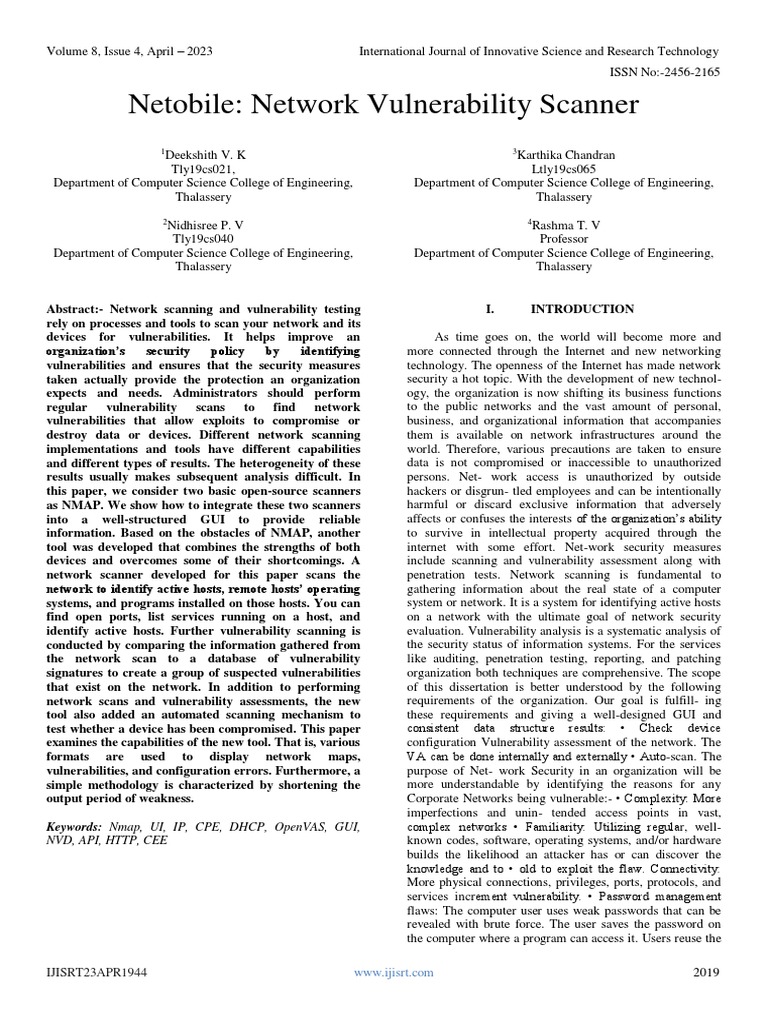 Netobile Network Vulnerability Scanner Pdf Vulnerability Computing Computer Network