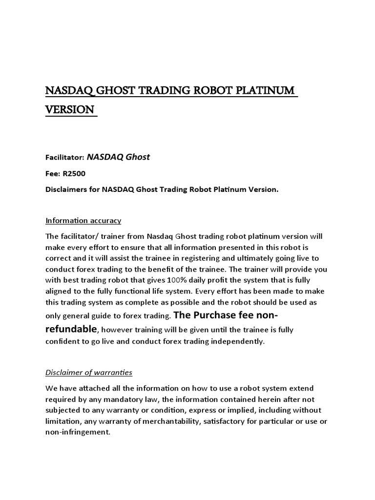 NASDAQ Ghost Trading Robot Overview | PDF | Career & Growth | Business