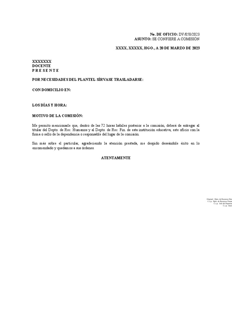 Formato de Oficio de Comisión Escolar | PDF