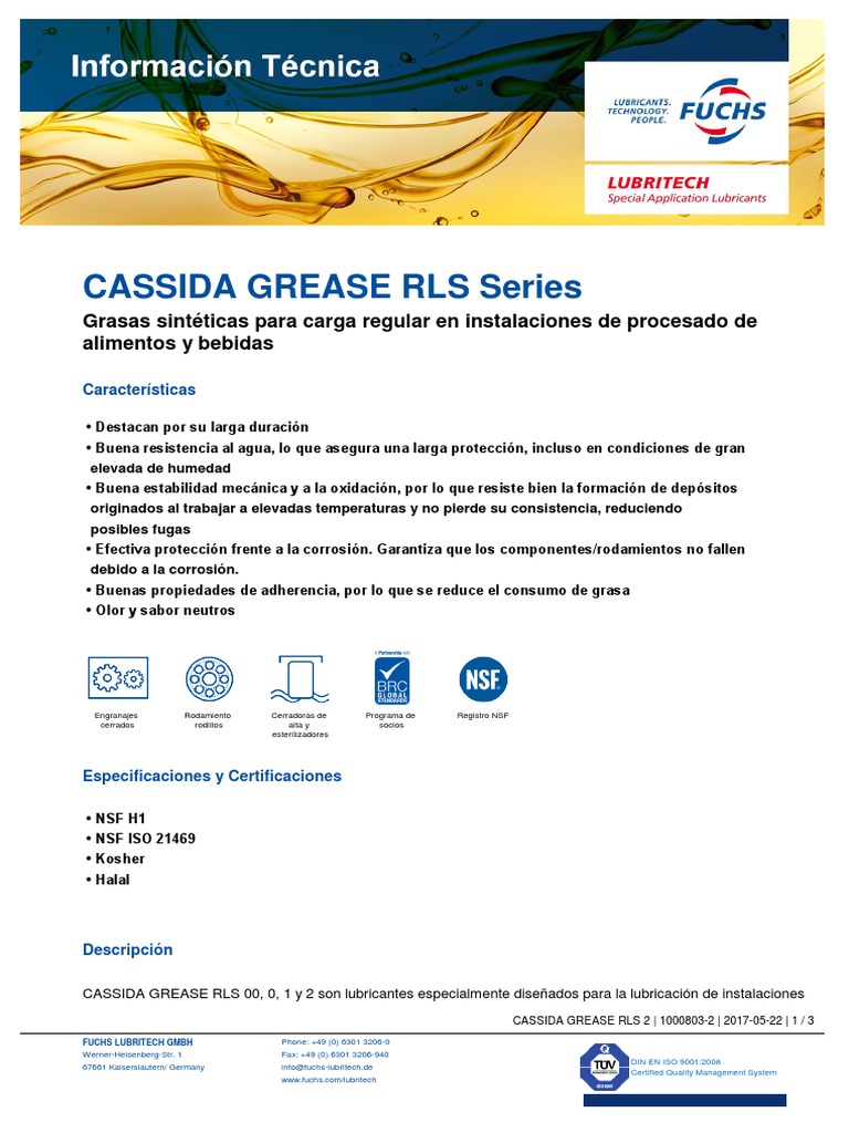 Cassida Grease RLS Series - Pi - (Es-Es) | PDF | Alimentos | Ingeniería ...
