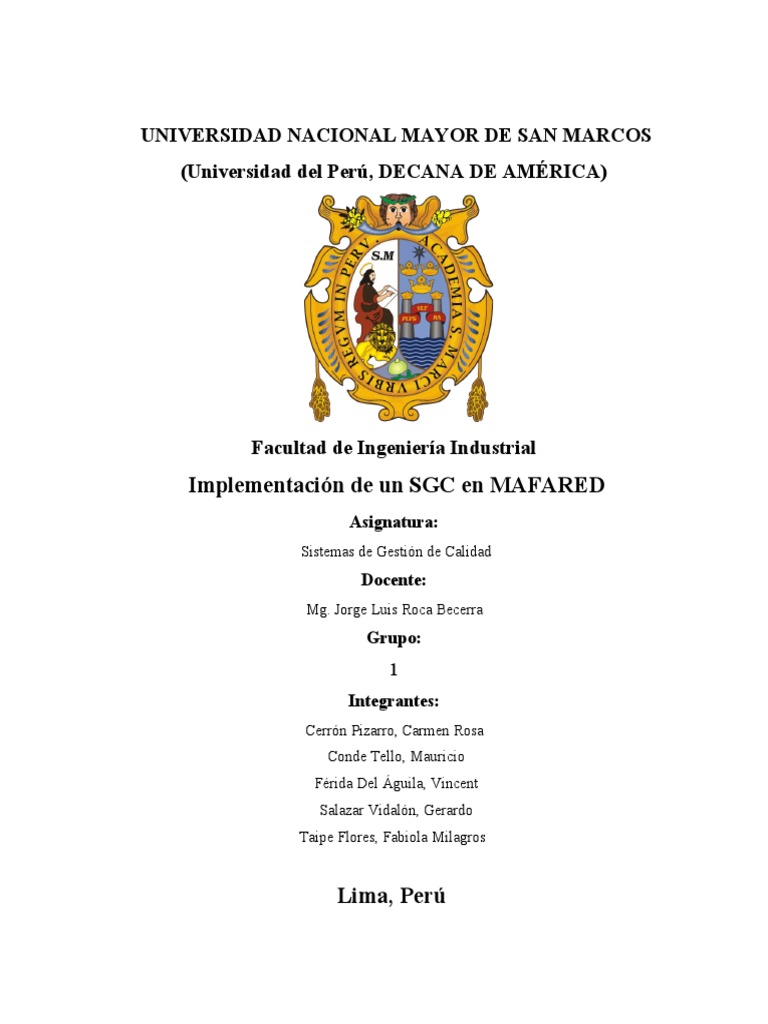 Implementación SGC en MAFARED | PDF | Calidad (comercial) | Gestión de la calidad