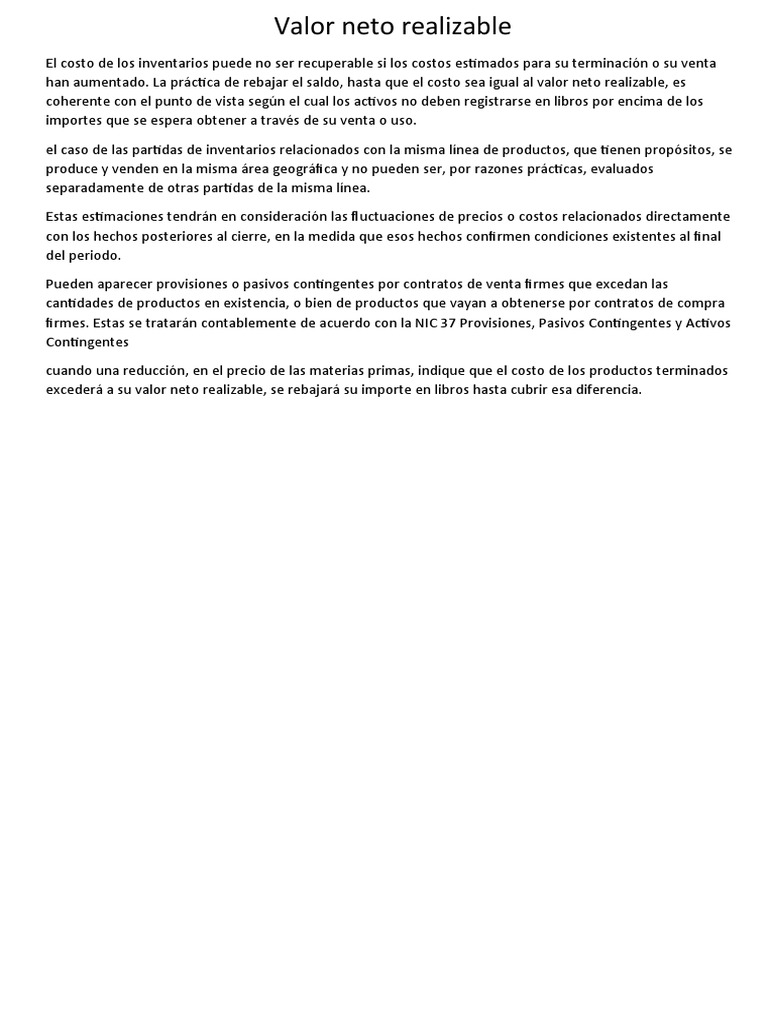 Valor Neto Realizable 1 | PDF
