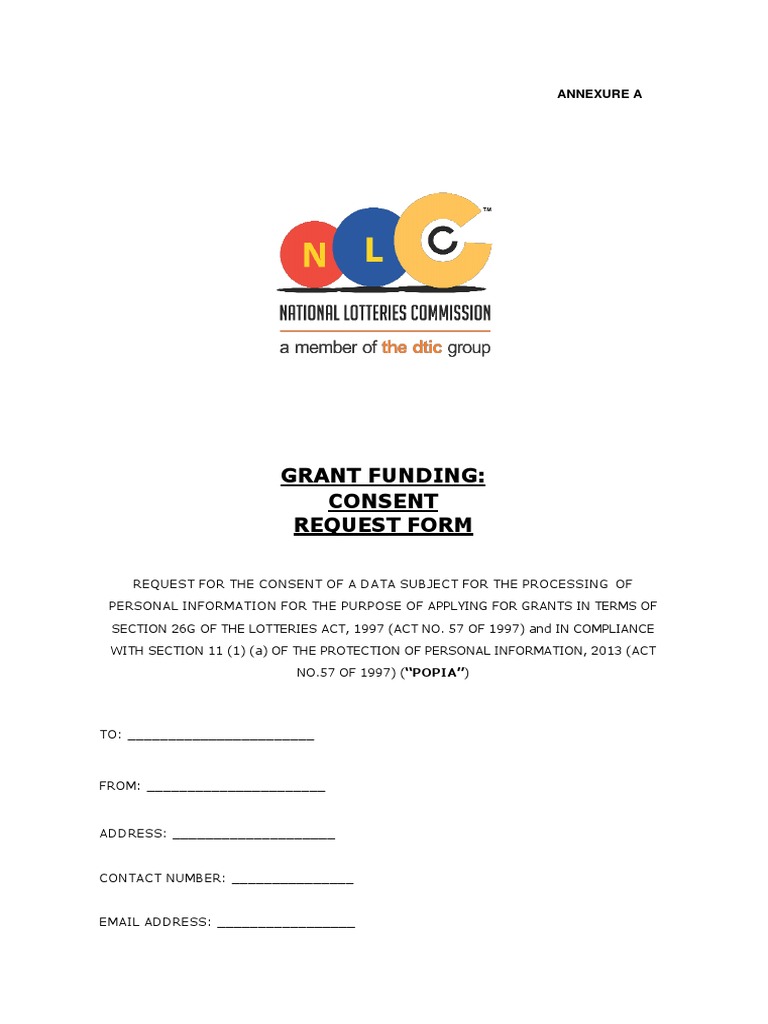 CONSENT FORM GRANT FUNDING - Annexure D | PDF | Information | Consent