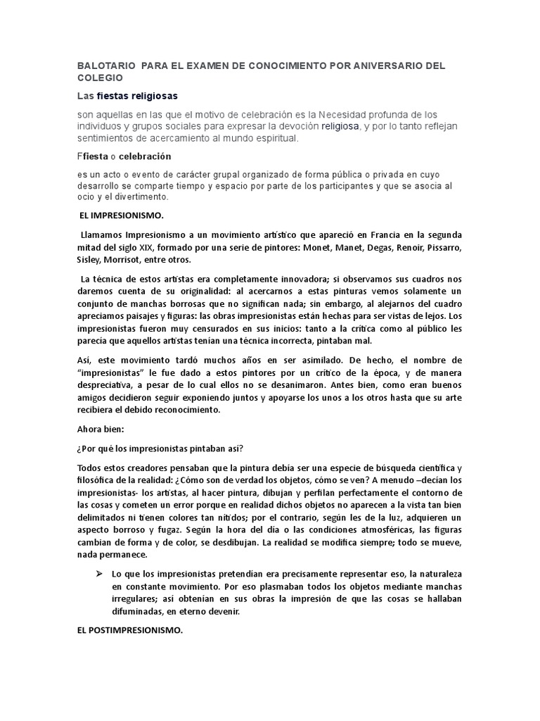 Examen de Conocimiento 4° - 5° | PDF