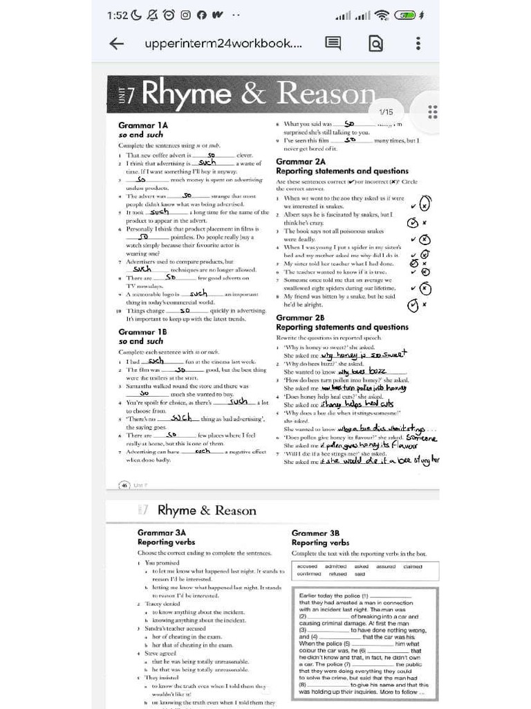 Workbook Unit 7 and 8 | PDF