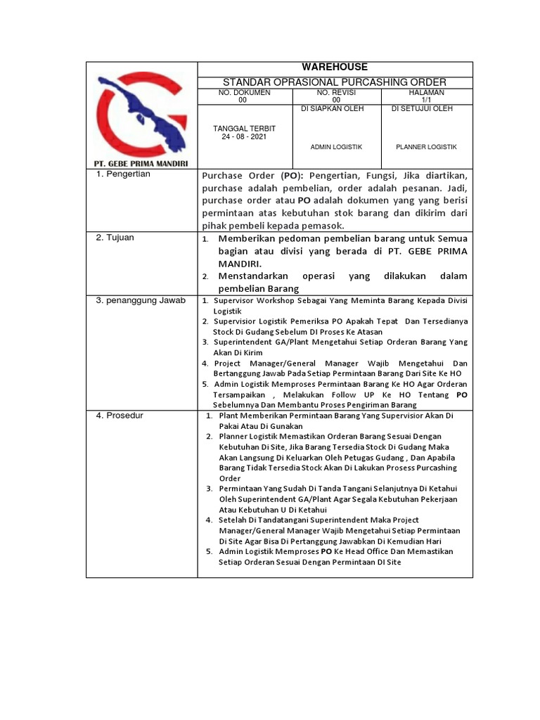 Sop Permintaan Barang | PDF