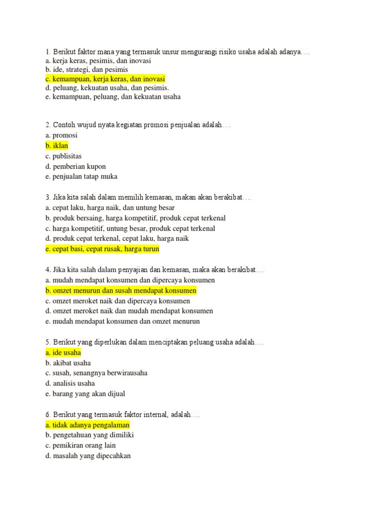 Latihan Soal Pkwu + KJ | PDF