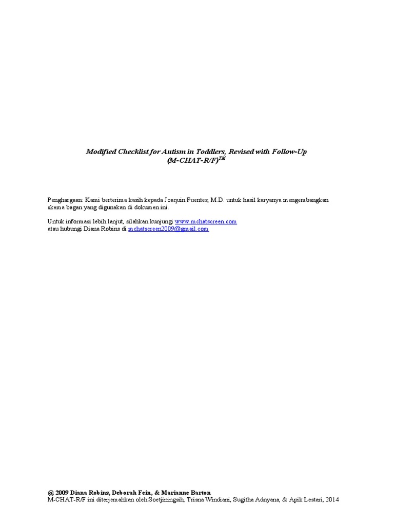 M-CHAT-R F Indonesian | PDF
