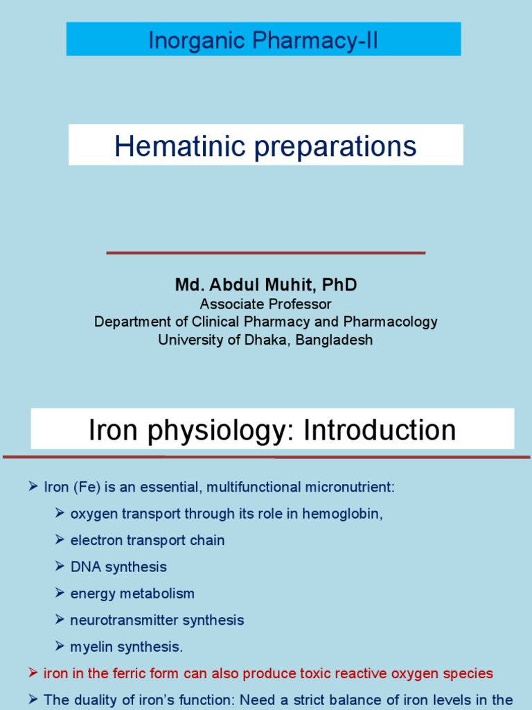 Overview of Hematinic Iron Preparations | PDF | Iron | Biochemistry