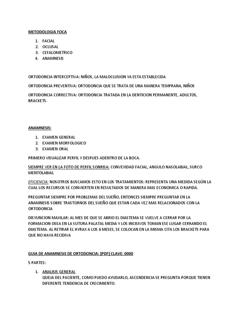Metodologia Foca | PDF | Ortodoncia | Anatomía humana