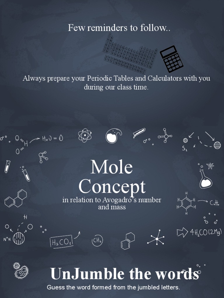 Lesson 1.2 The Mole Concept in Relation To Avogadros Number and Mass | PDF
