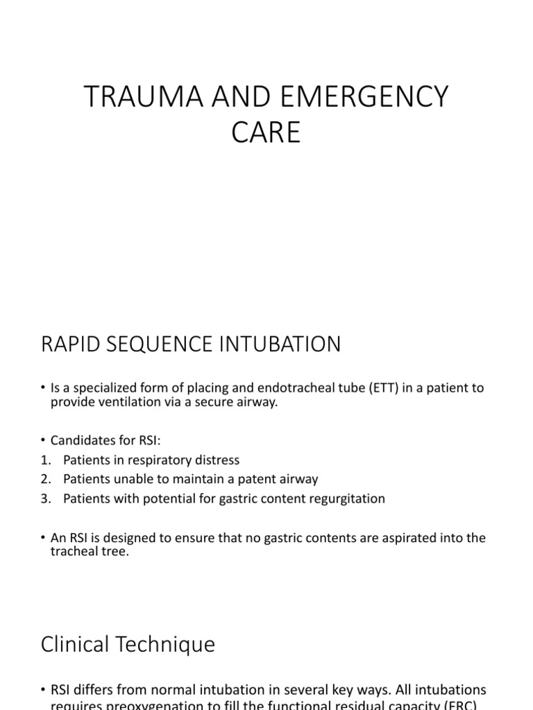Rapid Sequence Intubation | PDF | Anesthesia | Diseases And Disorders