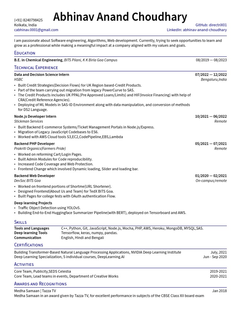 data_science_tech_resume_template (6) | PDF | Deep Learning | Computer ...
