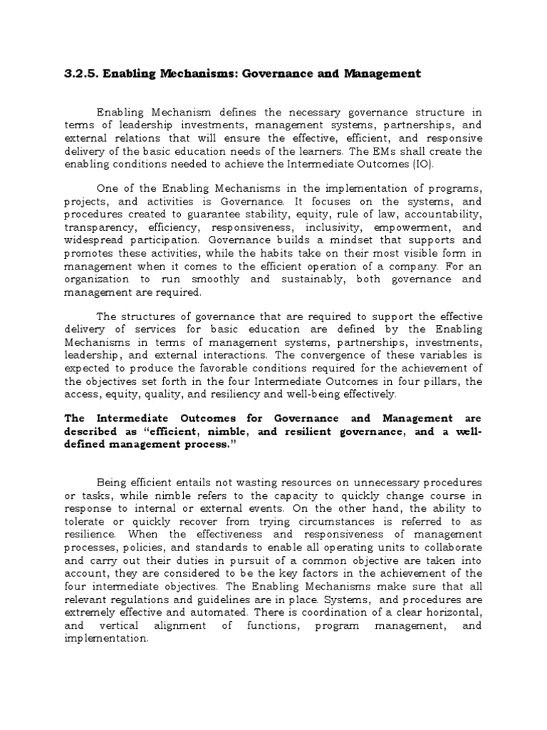 3.2.5. Enabling Mechanisms Governance and Management | PDF | Governance ...