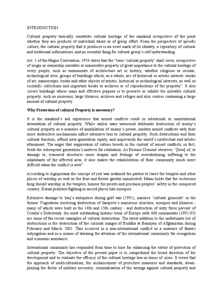 Protection of Cultural Property Under International Humanitarian Law ...