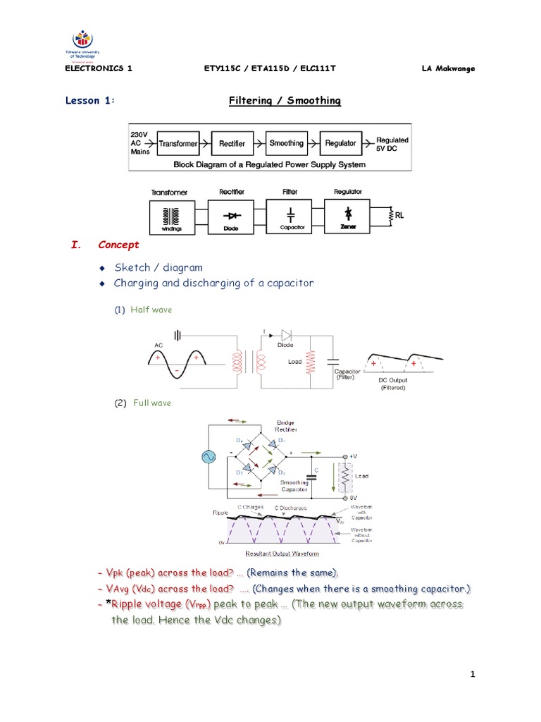 Filtering Concept - Lesson 1 PDF | PDF | Rectifier | Capacitor Filtering Concept - Lesson 1 PDF | PDF | Rectifier | Capacitor