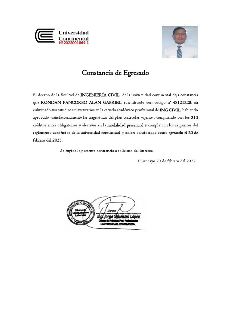 Constancia de Egresado | PDF