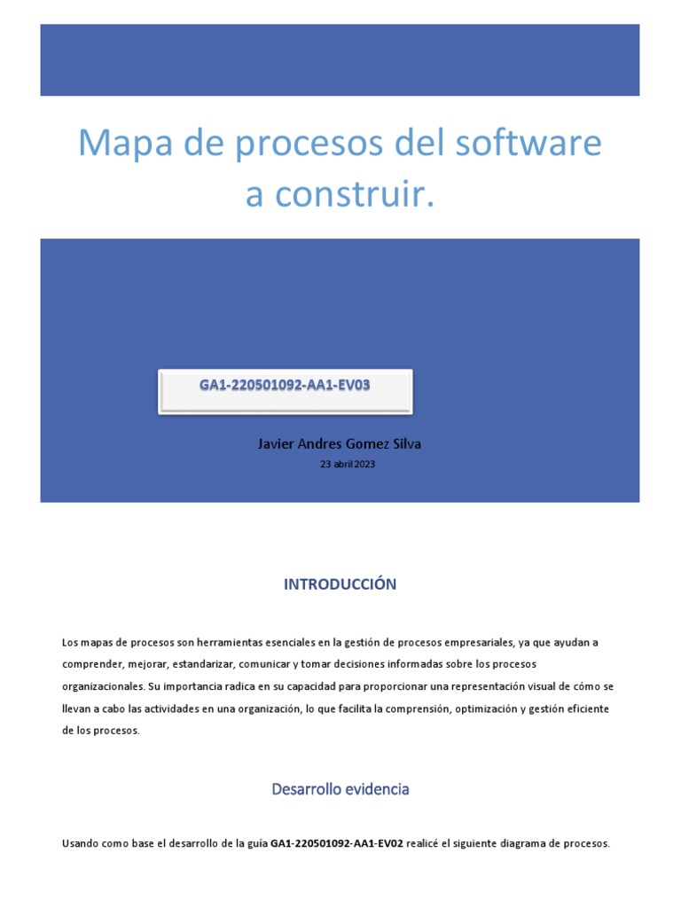 GA1 220501092 AA1 EV03 mapa de procesos del software a construir | PDF