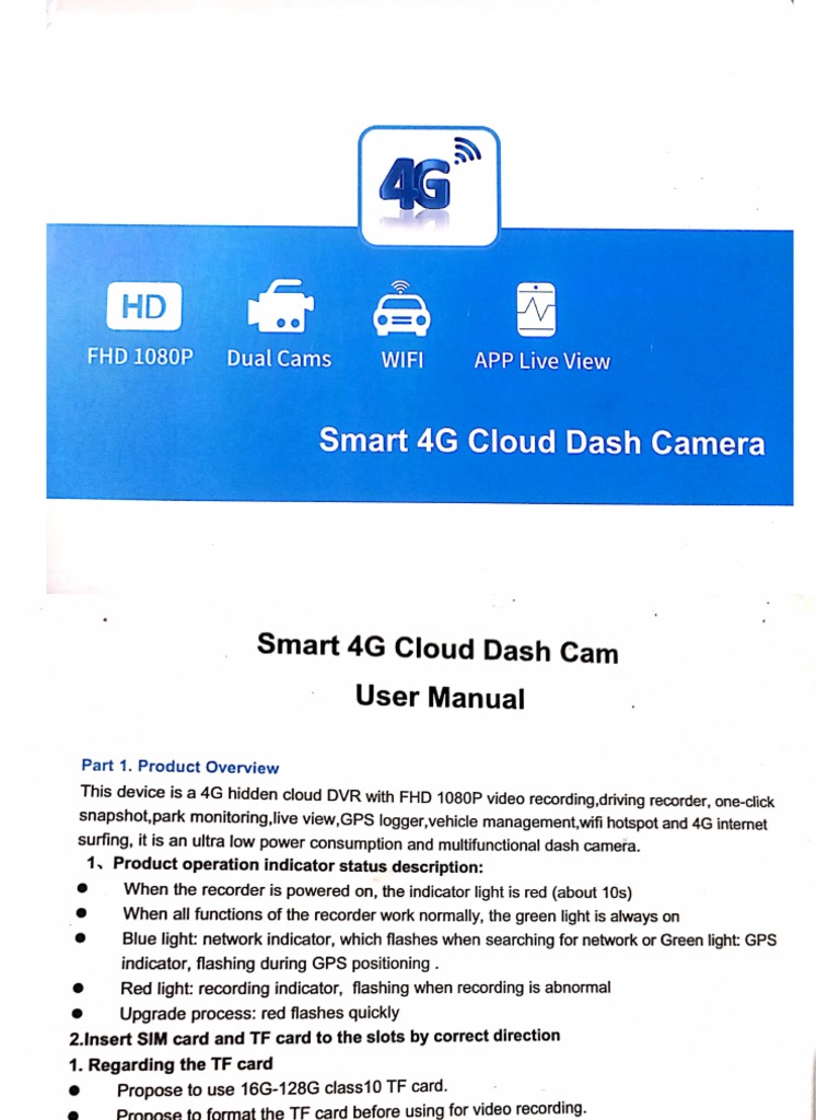 Smart 4G Cloud Dash Camera | PDF