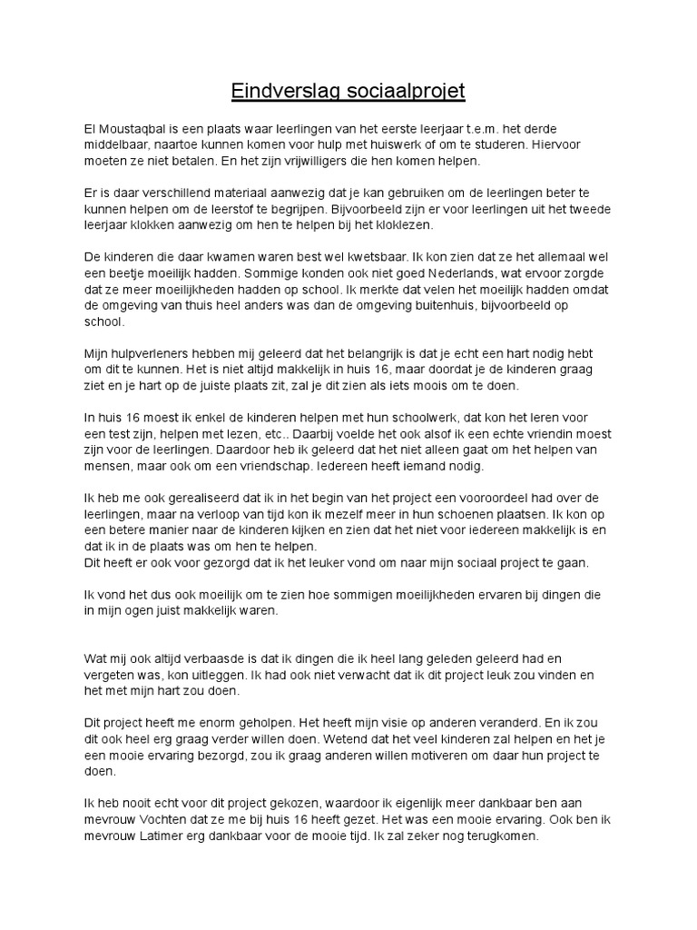 Eindverslag Sociaalproject | PDF