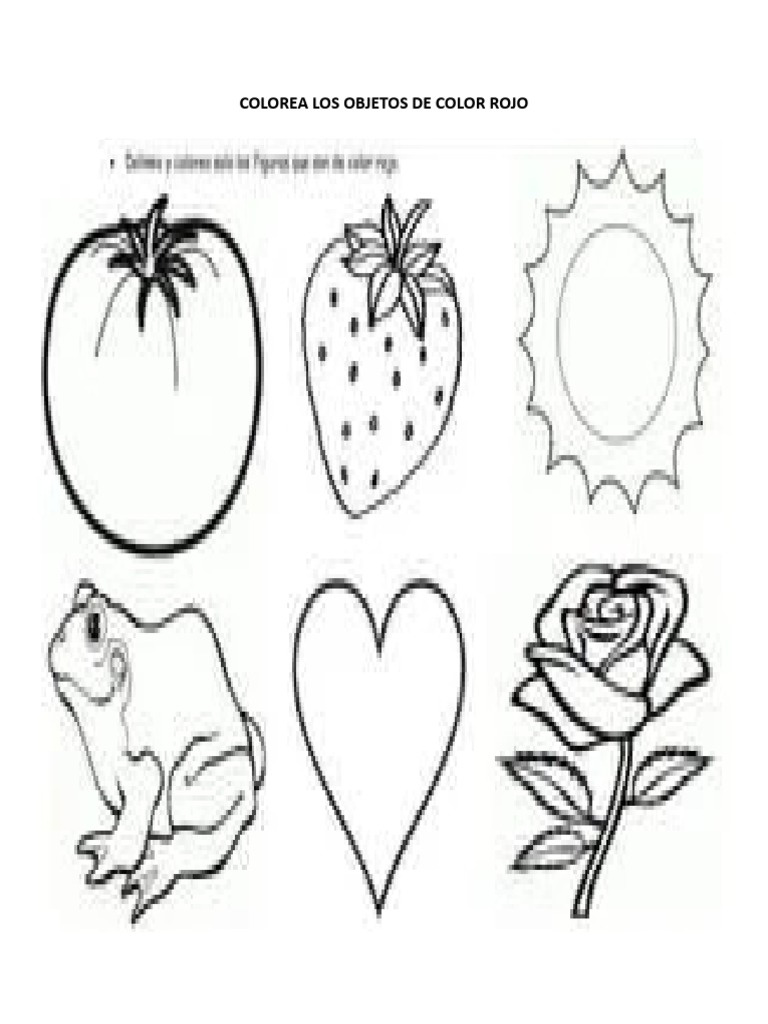 Colorea Los Objetos de Color Rojo | PDF