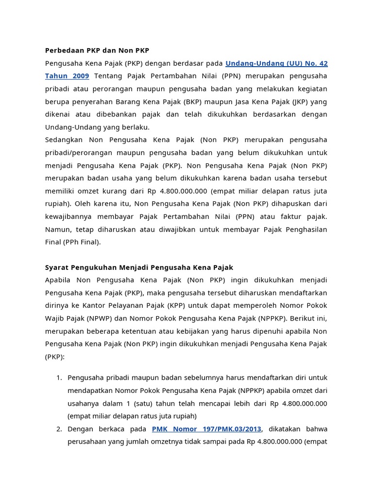 Perbedaan PKP Dan Non PKP | PDF