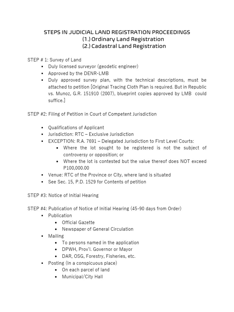 Land Registration Steps | PDF