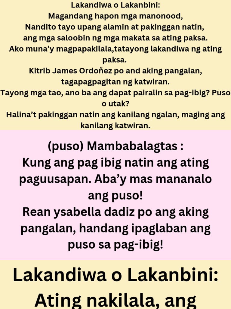 Ano Ang Dapat Pairalin Sa Pag Ibig Puso o Utak | PDF
