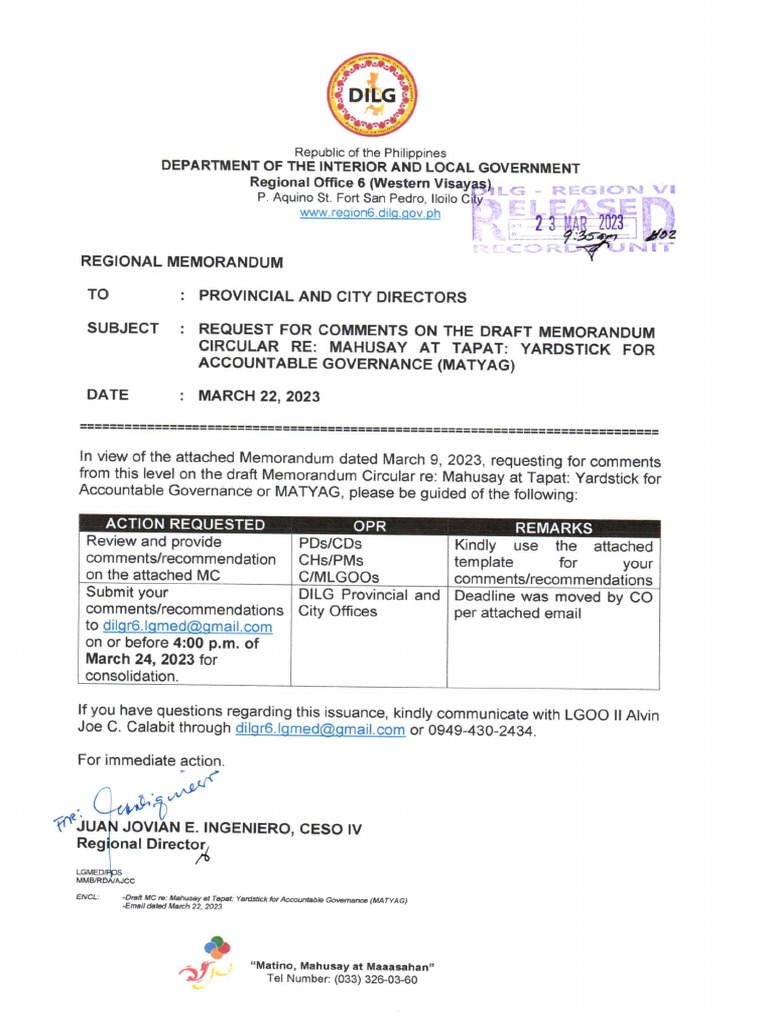 RM - Request For Comments On Draft MC Re MATYAG | PDF
