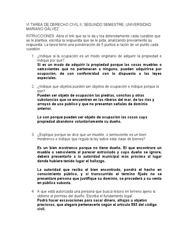 6 Tarea de Derecho Civil Ii | PDF | Propiedad | Justicia