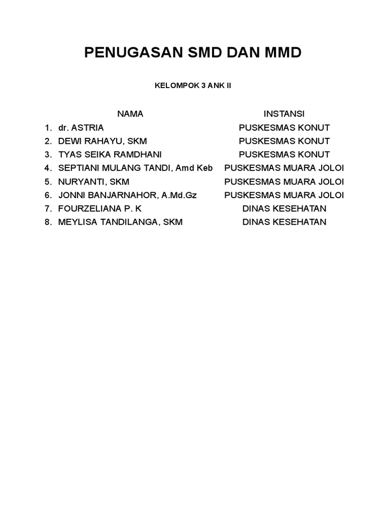 Kel 3 Ank Ii Tugas SMD Dan MMD | PDF