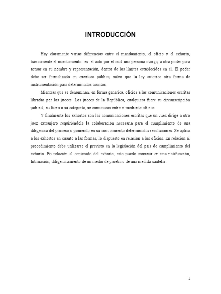 Análisis de las diferencias entre mandamiento, oficio y exhorto en el ...