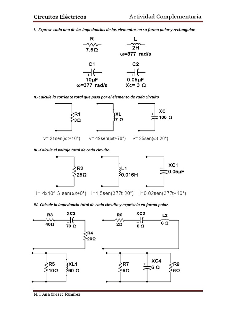 Actividad Complementaria - Ejercicios Impedancias y Ley de Ohm | PDF
