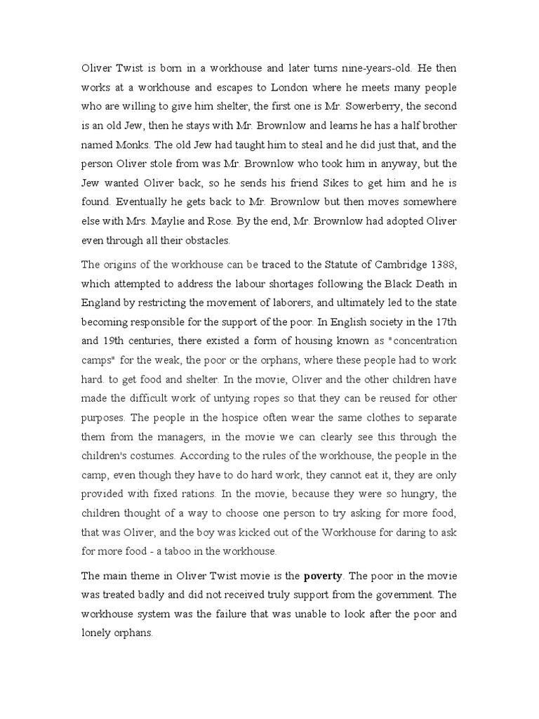 Oliver Twist story and themes summarized | PDF