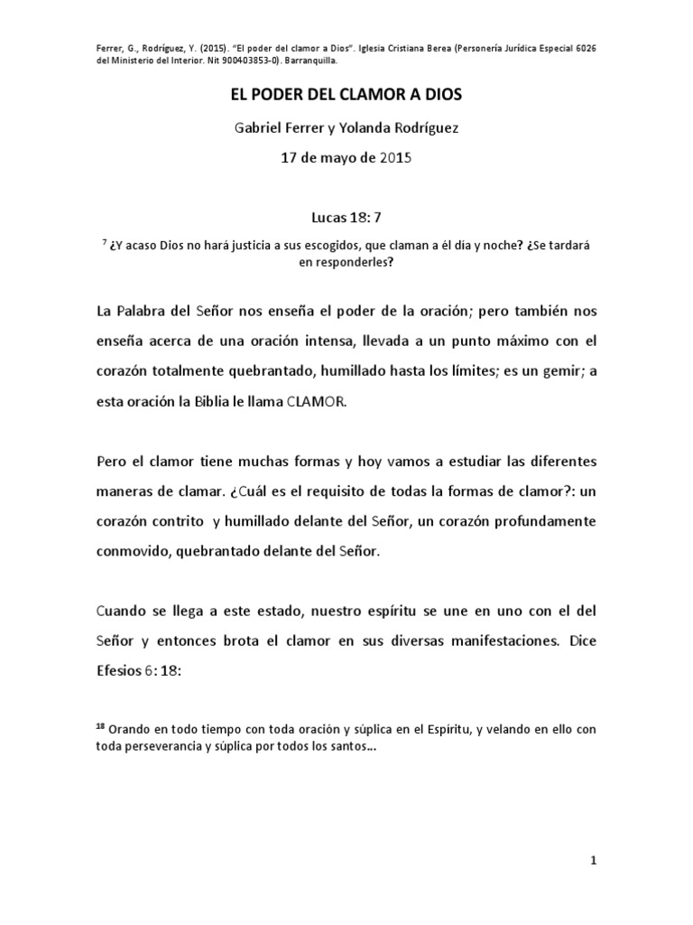 El poder del clamor a Dios | PDF | Jesús | Satán