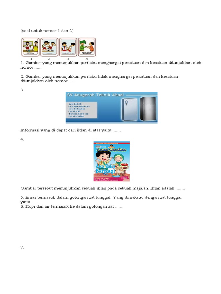 Soal UH PH Untuk Kelas 5 SD MI Tema 9 Subtema 1 Benda Tunggal Dan Campuran | PDF