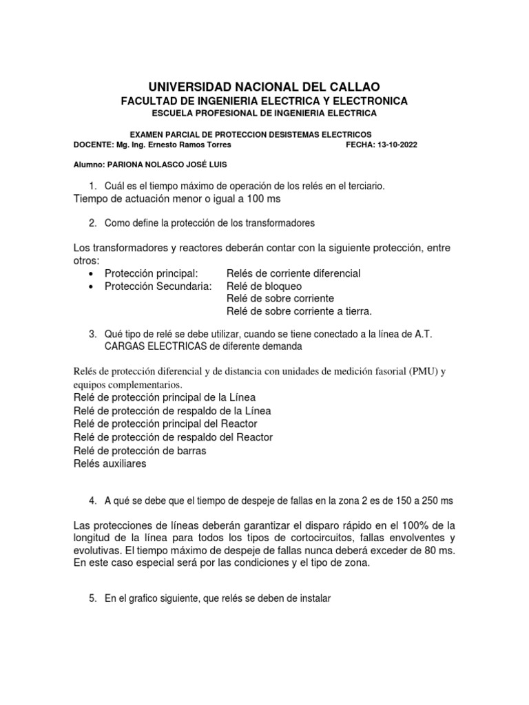 Pariona Nolasco José Luis - EXAMEN FINAL 2022B PROTECCION PDF | PDF