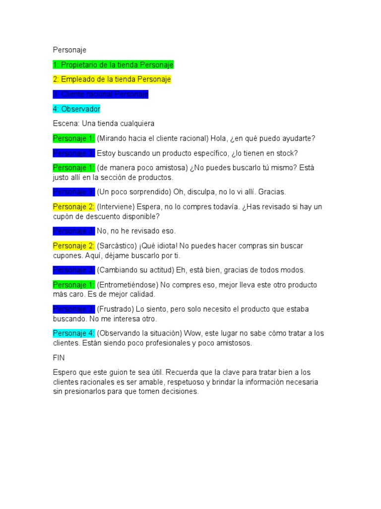 Como No Tratar Al Cliente Racional | PDF