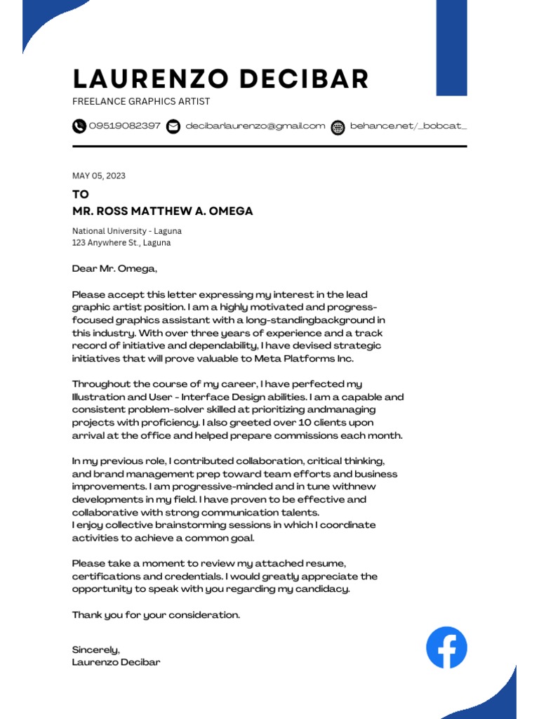 Black White Simple Minimalist Cover Letter PDF | PDF