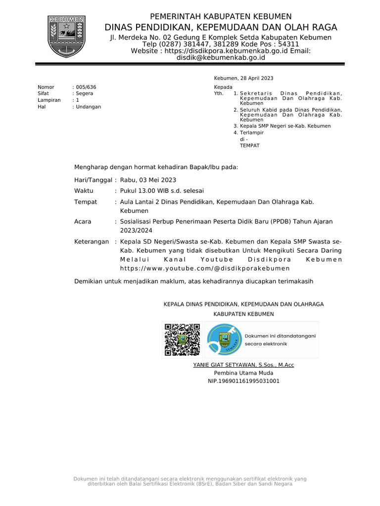 Sosialisasi Perbup (PPDB) T.A 2023-2024 | PDF