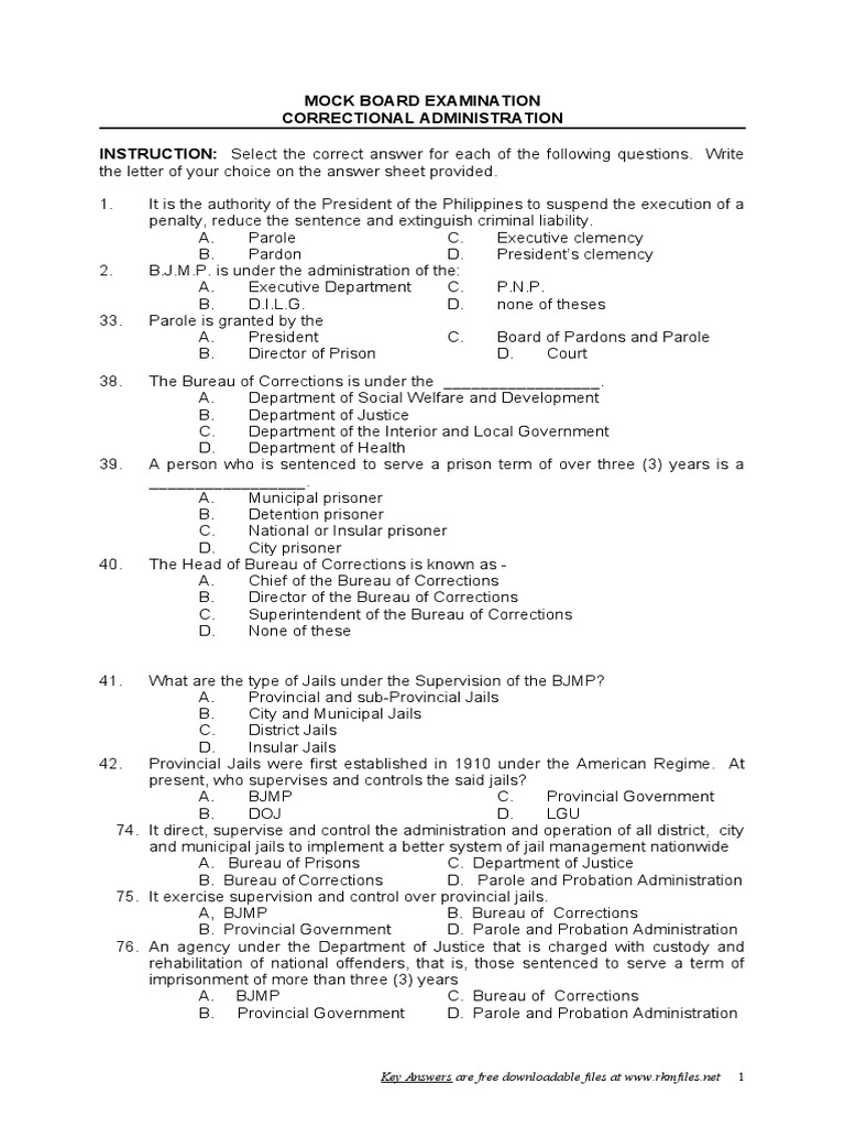 CORRECTIONAL ADMINISTRATION For Entrance Exam | PDF | Prison | Corrections