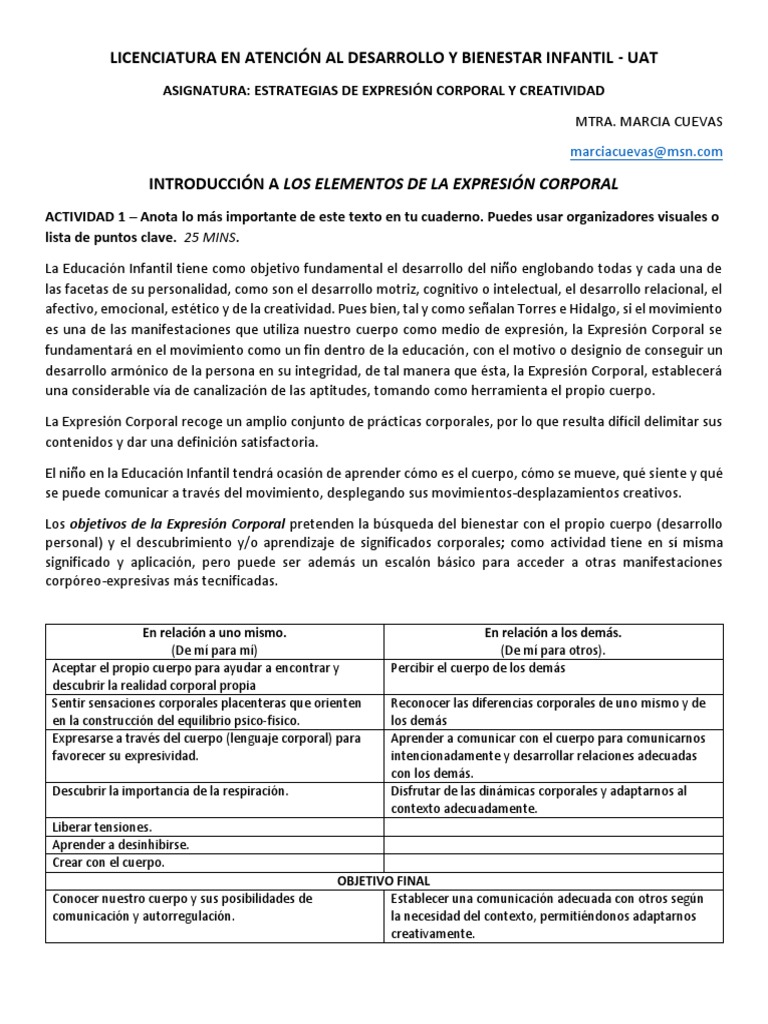 Introducción A Los Elementos de La Expresión Corporal | PDF ...